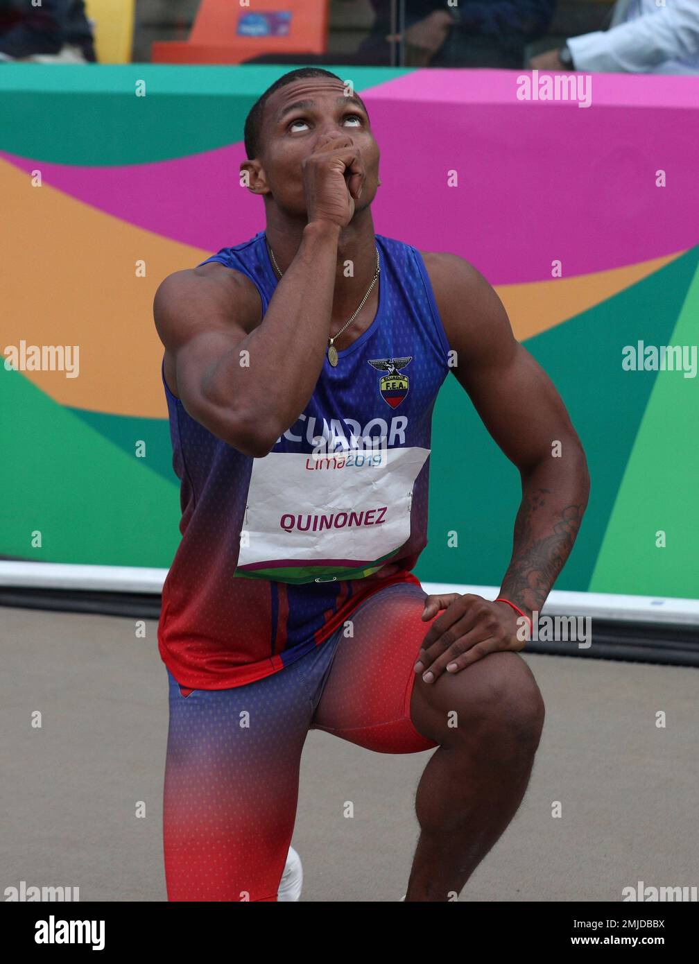 Alex Quinonez of Ecuador celebrates after winning the gold medal in the ...