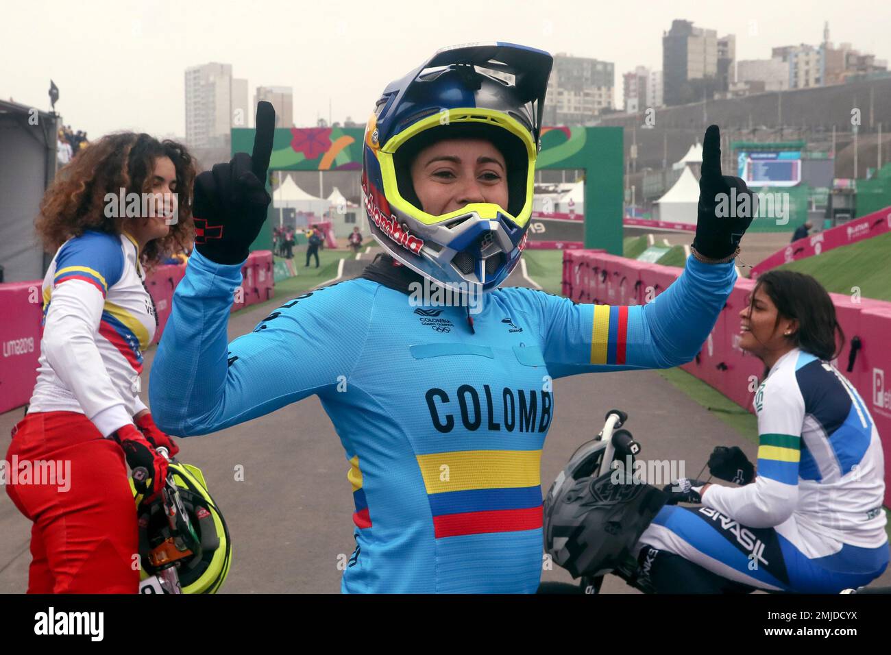 Mariana Pajon of Colombia celebrates winning the gold medal in the ...