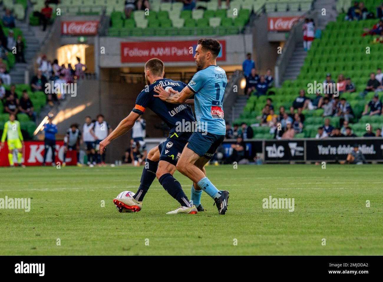 Melbourne victory football supporters hi-res stock photography and ...
