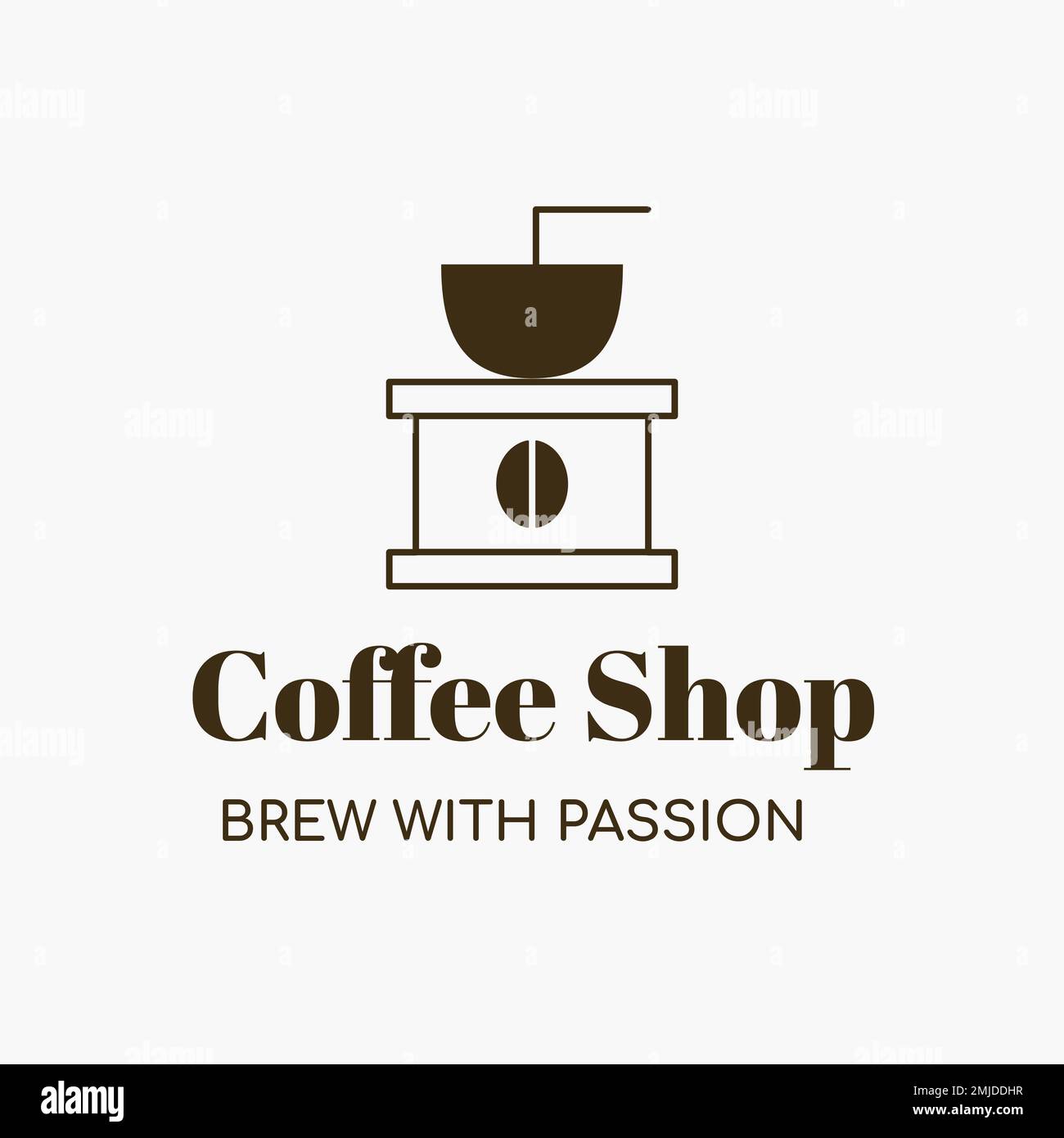 Coffee shop logo, food business template for branding design vector, brew with passion text ...