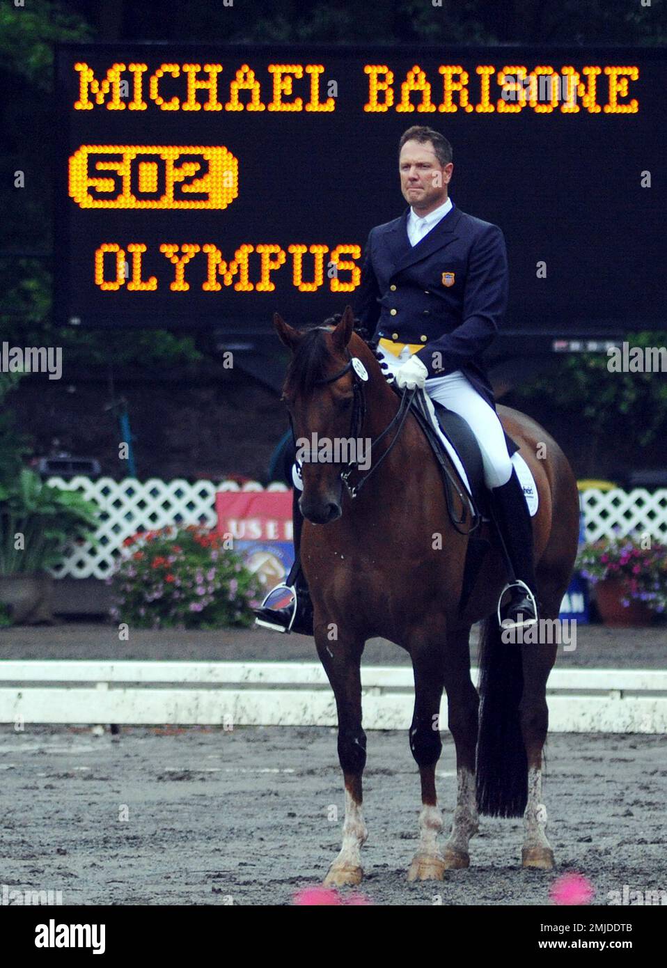 This June 20, 2009 photo shows Michael Barisone atop his horse Olympus ...