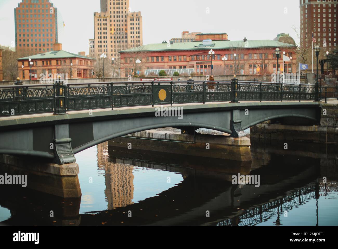 Rhode Island Buildings River Water columns old building Stock Photo - Alamy
