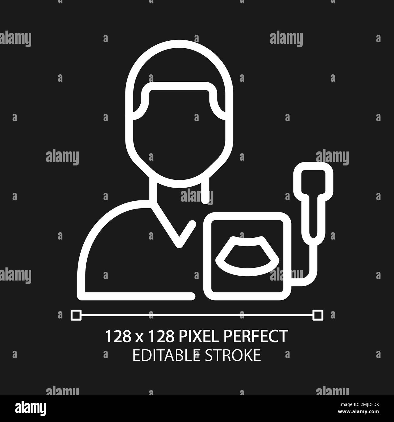 Diagnostic ultrasound pixel perfect white linear icon for dark theme ... Diagnostic ultrasound pixel perfect white linear icon for dark theme ...