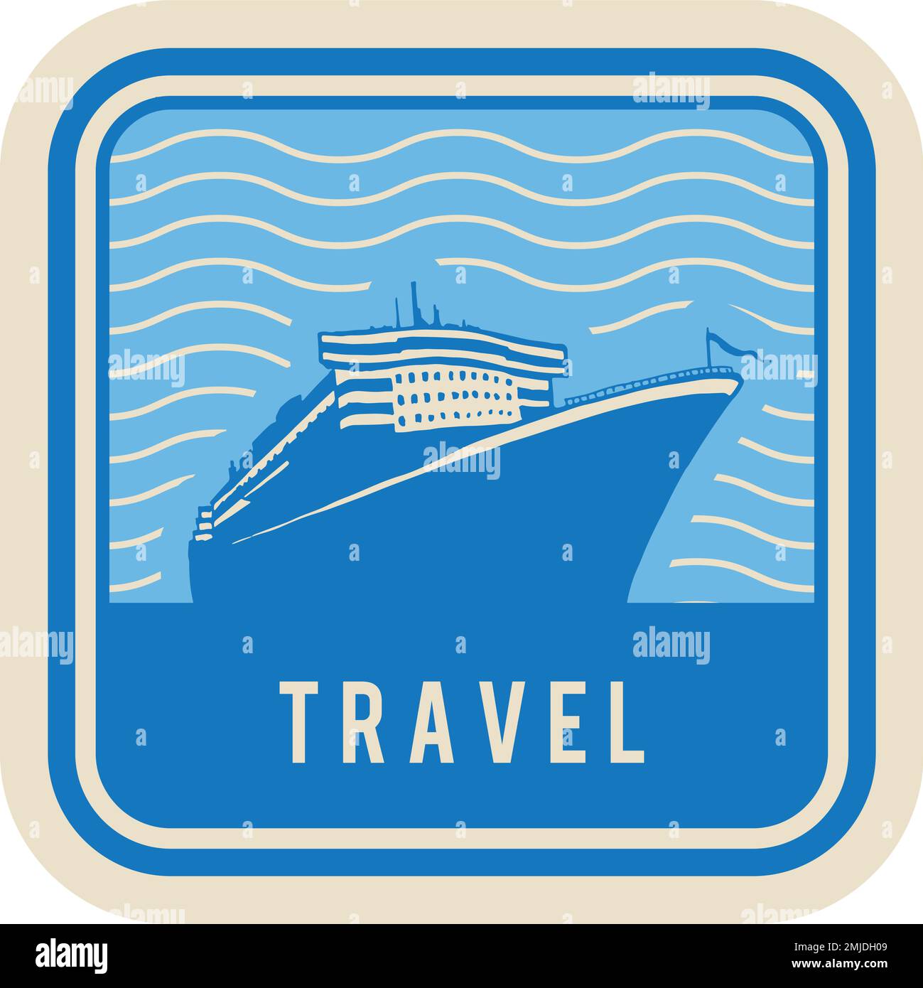 Marine travel sticker. Retro paper label with cruise ship Stock Vector ...
