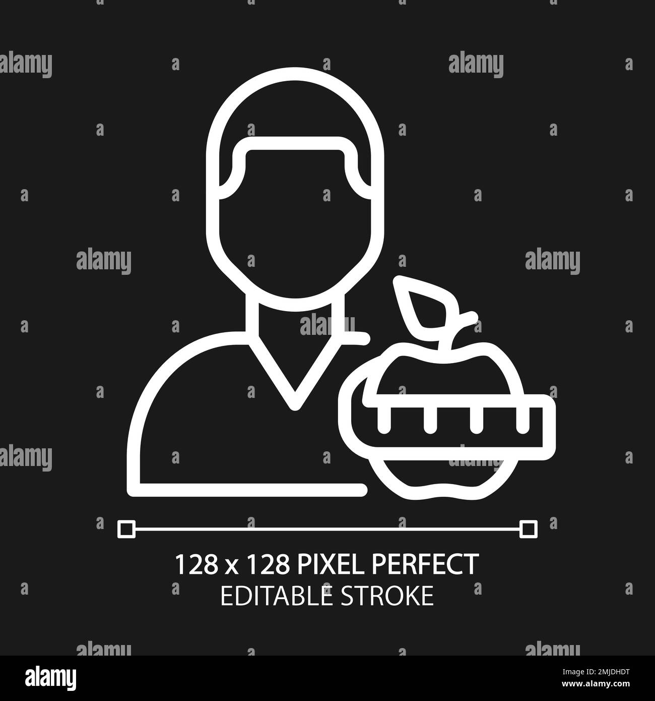 Dietitian service pixel perfect white linear icon for dark theme Stock ... Dietitian service pixel perfect white linear icon for dark theme Stock ...