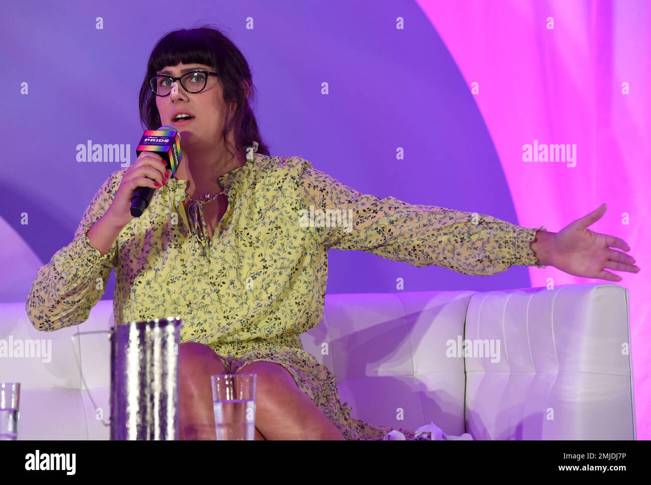 Teddy Geiger speaks during the "They/Them Write The Songs" panel at ...