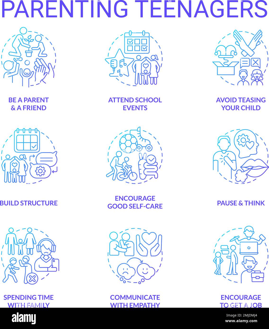 Parenting teenagers blue gradient concept icons set Stock Vector Image ... Parenting teenagers blue gradient concept icons set Stock Vector Image ...