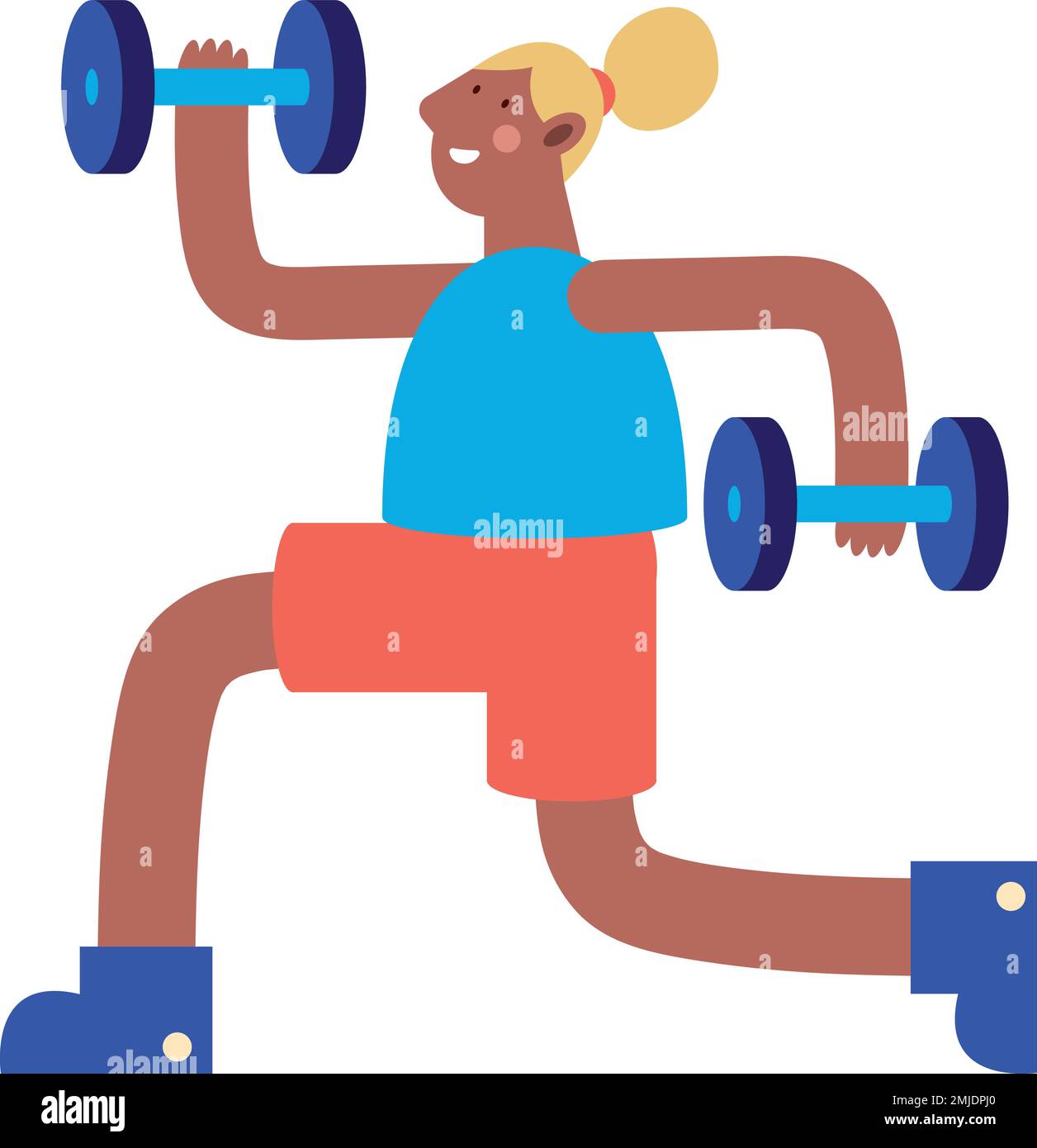 blond woman lifting dumbbells character Stock Vector Image & Art - Alamy