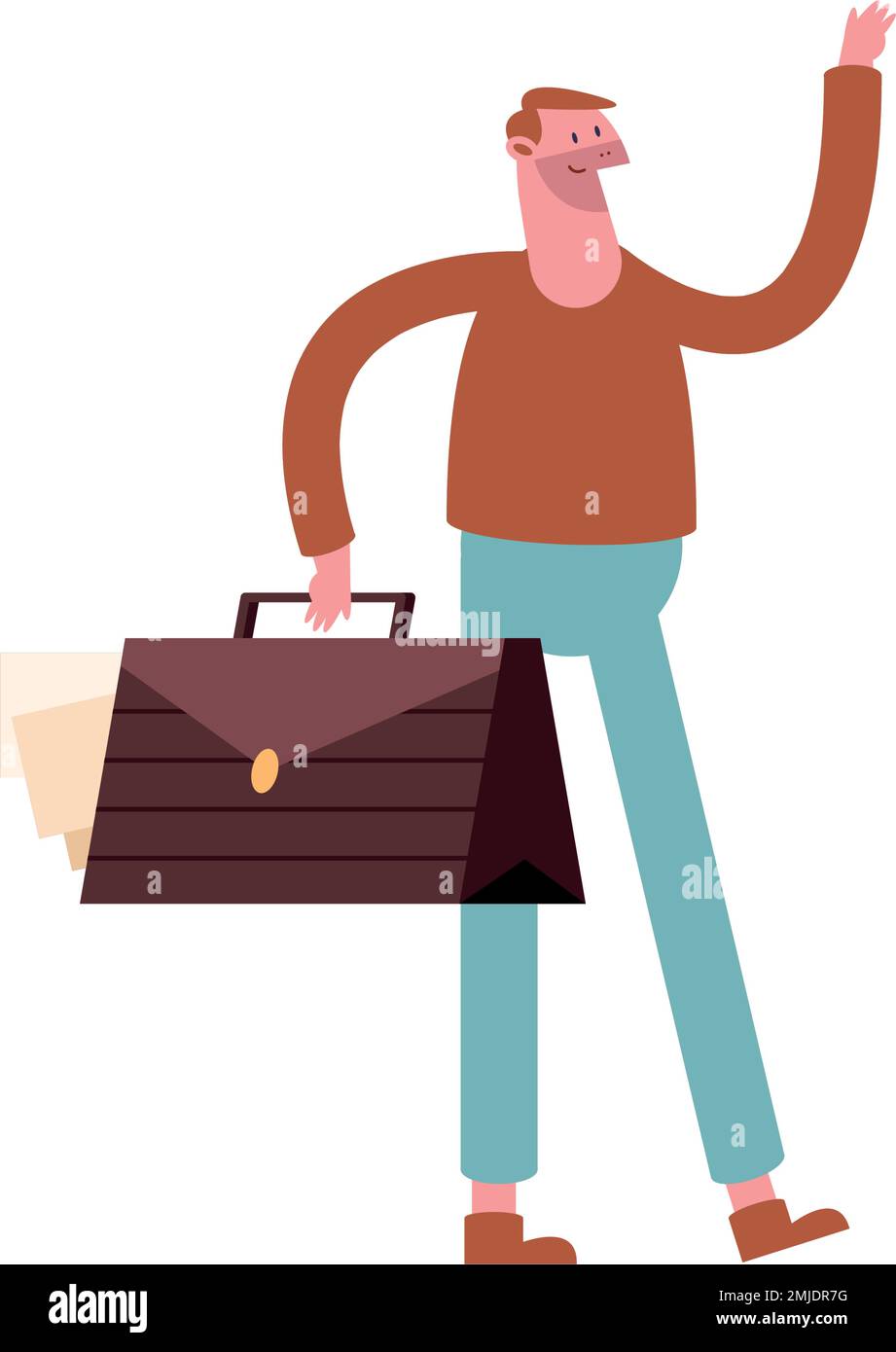Character business man suit portfolio Stock Vector Images - Alamy