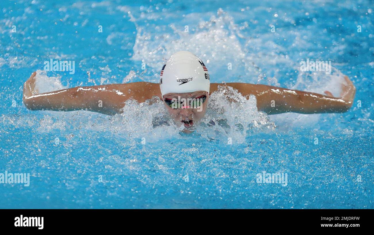 Sara Gibson of the United States competes in the women's swimming 100m ...