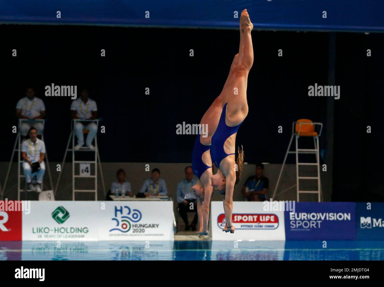Britain's Phoebe Banks and Emily Martin compete on their way to win the ...