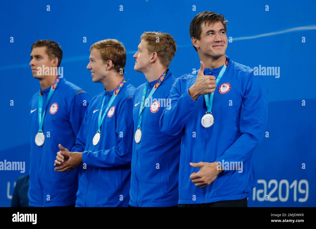 Nathan Adrian, right, a swimmer from the United States, celebrates at ...