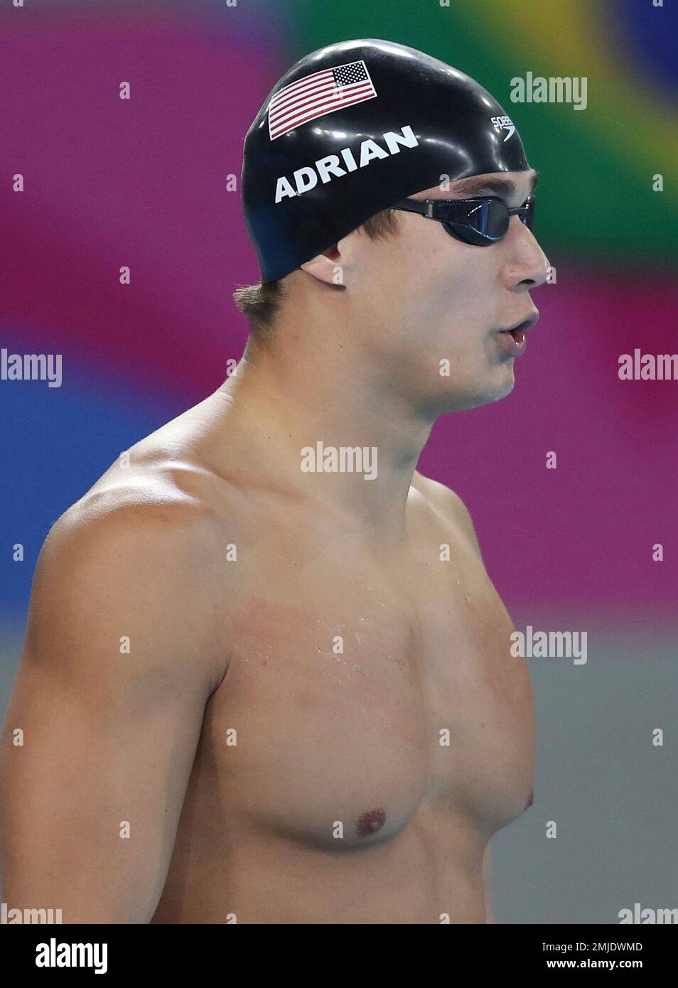Nathan Adrian, a swimmer from the United States, waits for the start of ...
