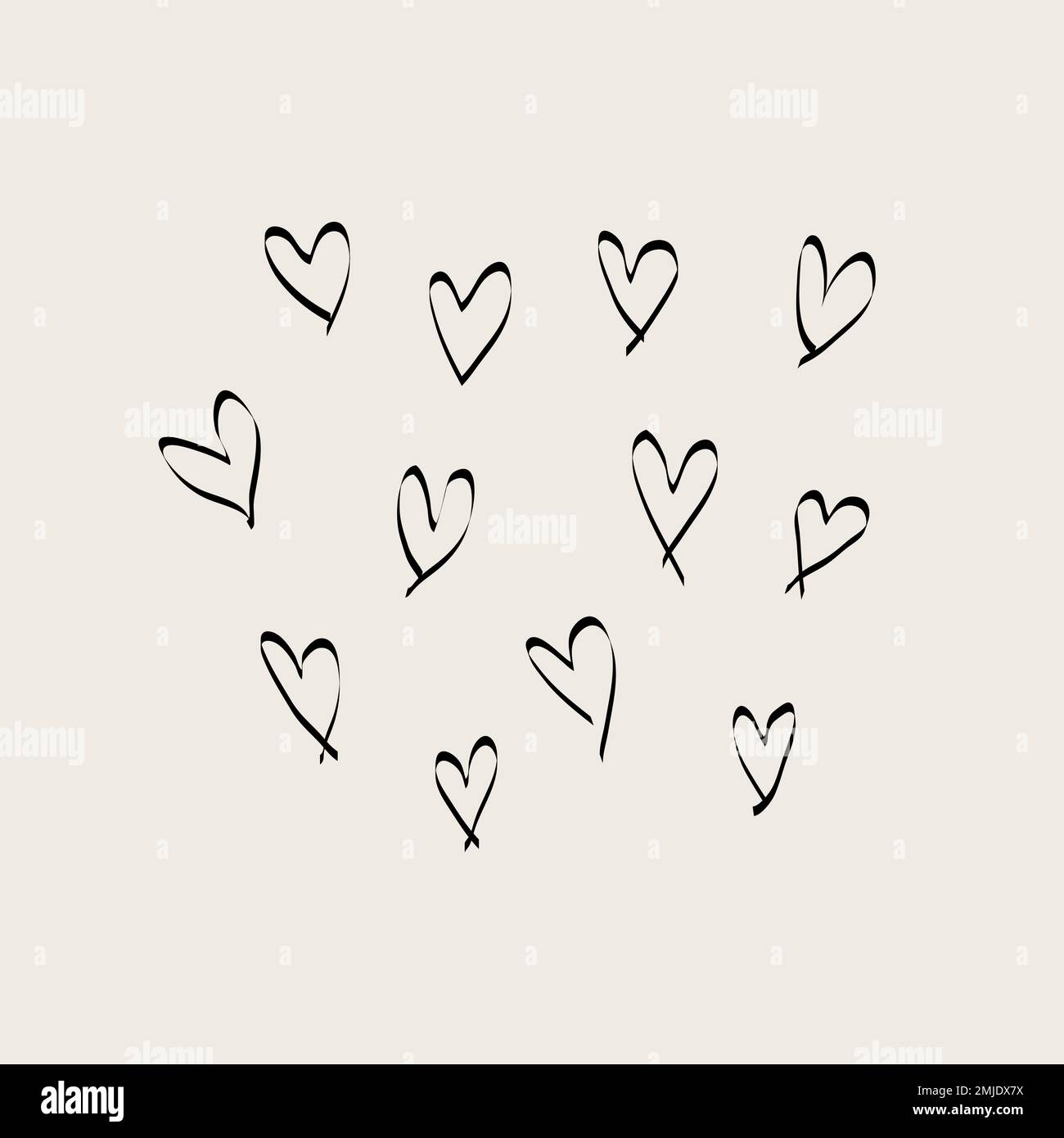 Hearts ink doodle element, simple hand drawn vector illustration Stock ...