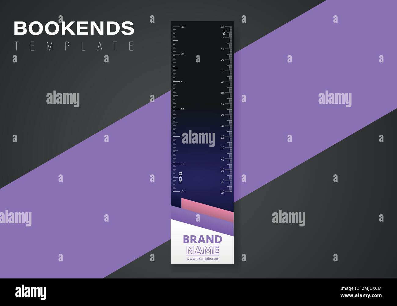 Vertical vector bookmarks design template with ruller and logo space ...