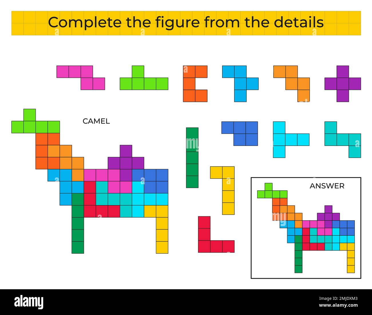 Complete the figure. Puzzle game with Camel Stock Vector Image & Art ...