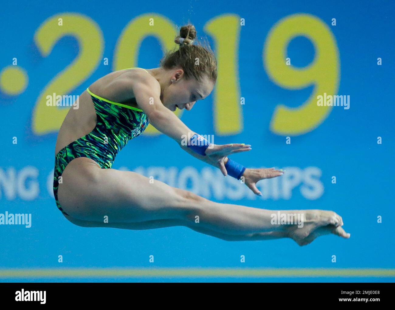 Russia's Luliia Timoshinina competes on her way to win the bronze medal ...