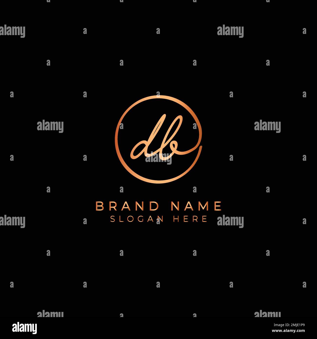 D, B, DB Initial letter handwritten and signature vector logo. Business template in round shape ...