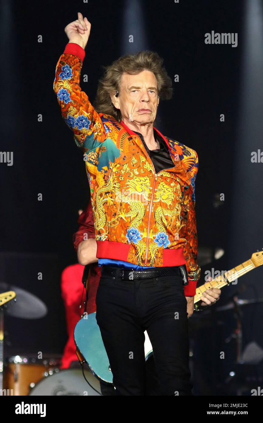 Mick Jagger of The Rolling Stones performs at MetLife Stadium on Monday ...