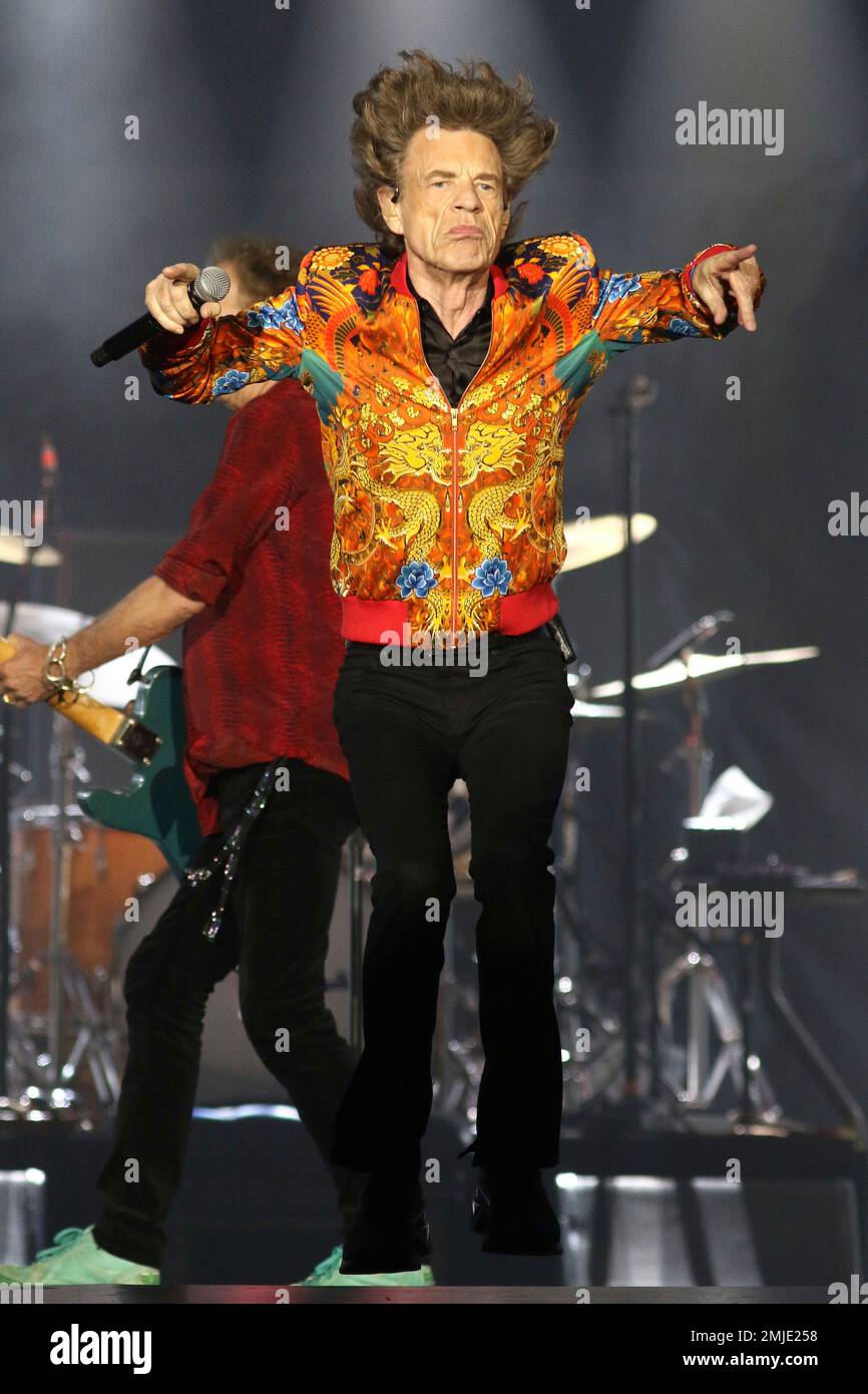 Mick Jagger of The Rolling Stones performs at MetLife Stadium on Monday ...