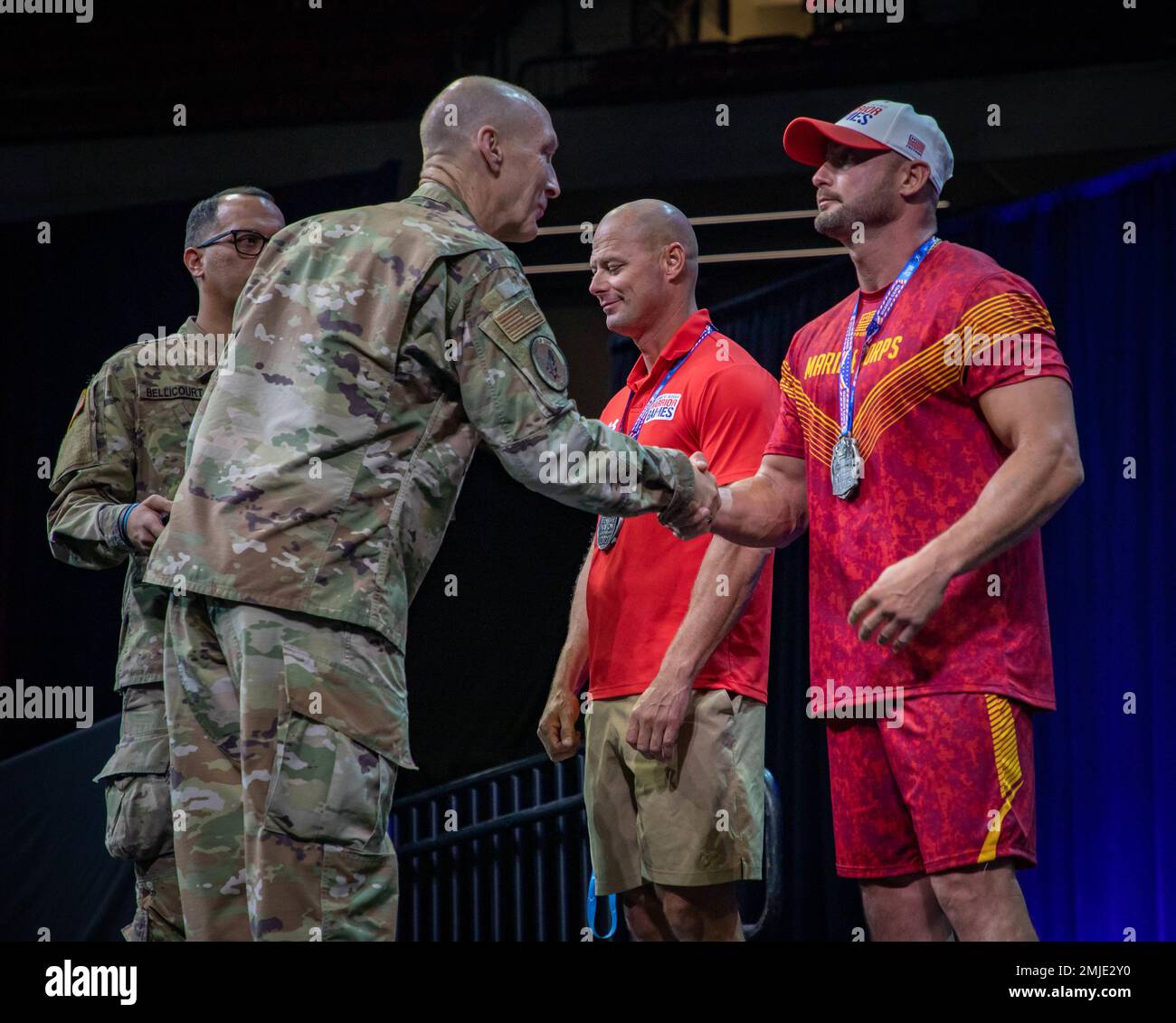 U.S. Marine Corps First Sgt. Ronnie Mills and Staff Sgt. Robert ...