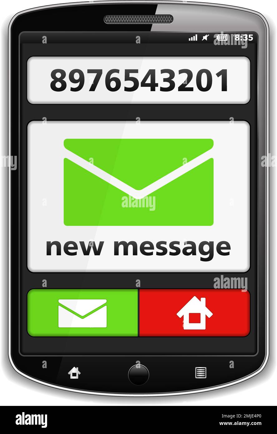 Mobile phone with notification about new sms on the screen, vector ...