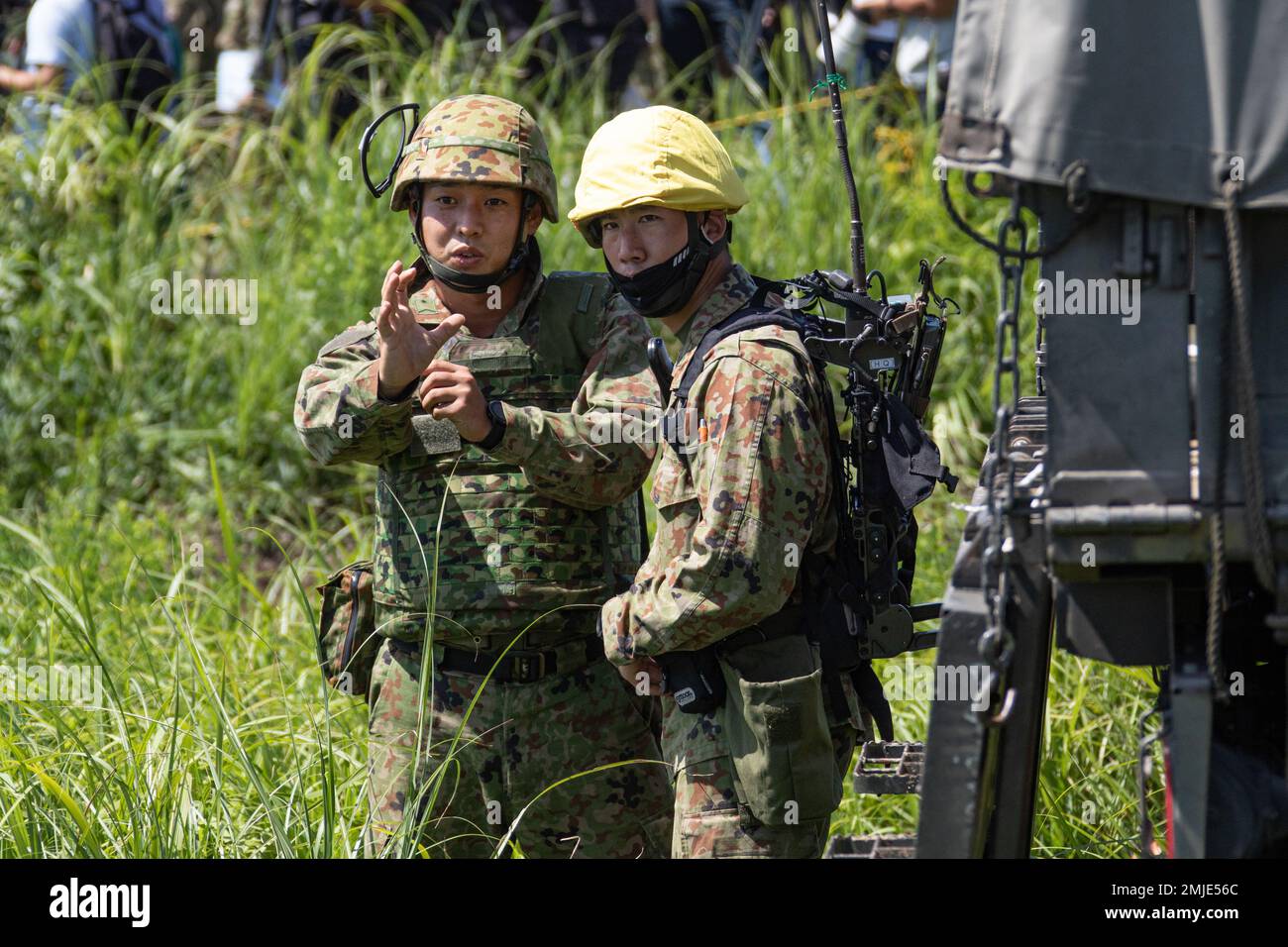 Japan Ground Self-Defense members observe targets being hit during U.S ...