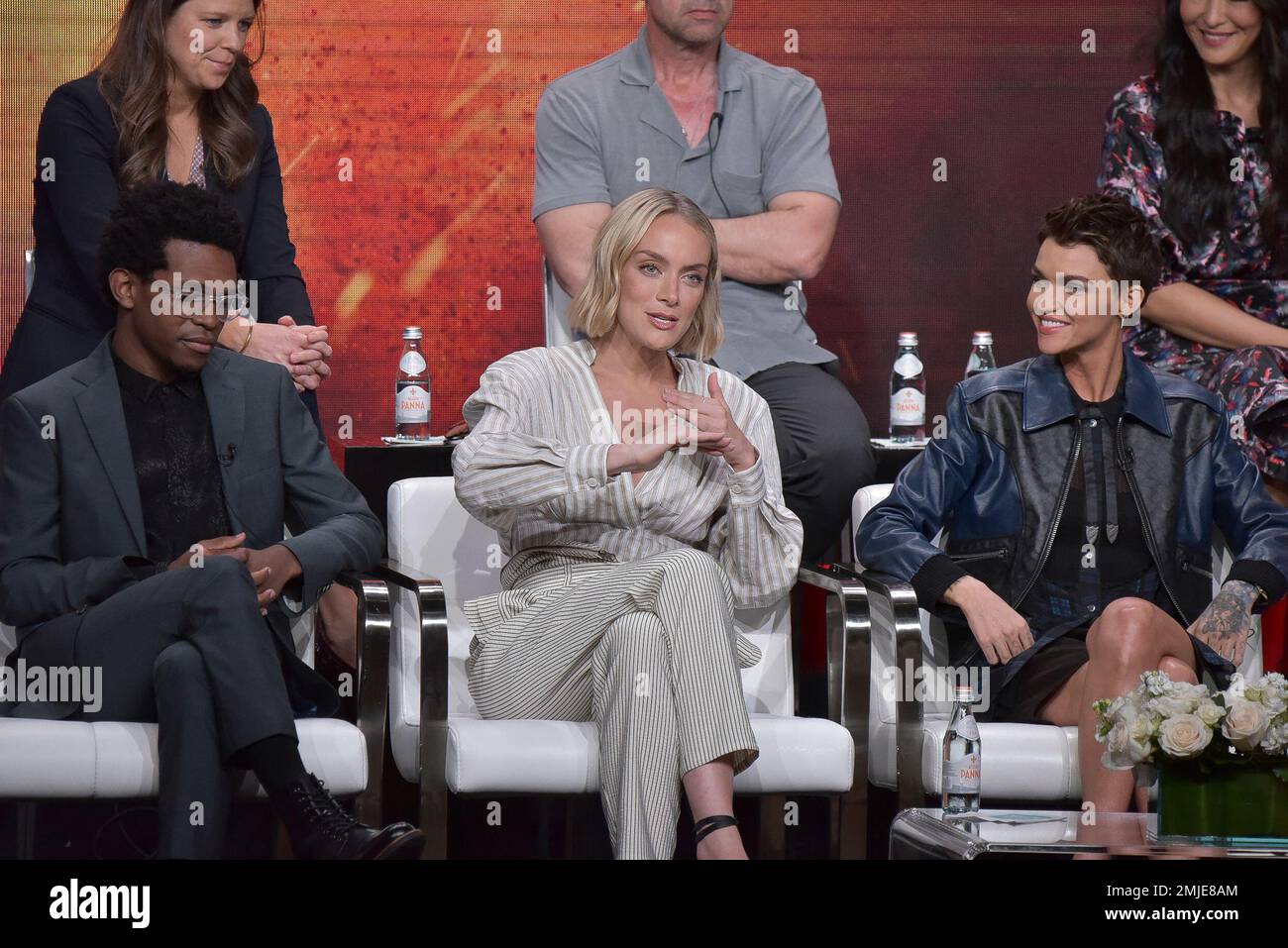 Camrus Johnson, from left, Rachel Skarsten and Ruby Rose participate in ...