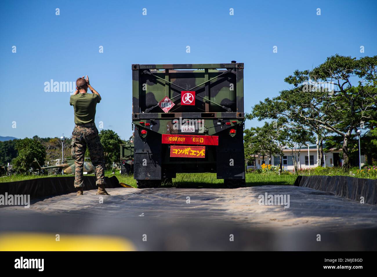 U.S. Marine Corps Lance Cpl. Taran Stout, a motor vehicle operator with ...