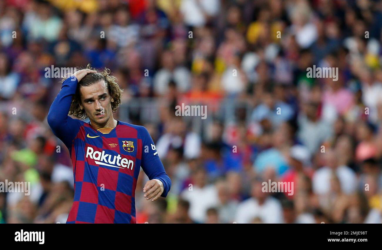 FC Barcelona's Antoine Griezmann gestures during the Joan Gamper trophy ...