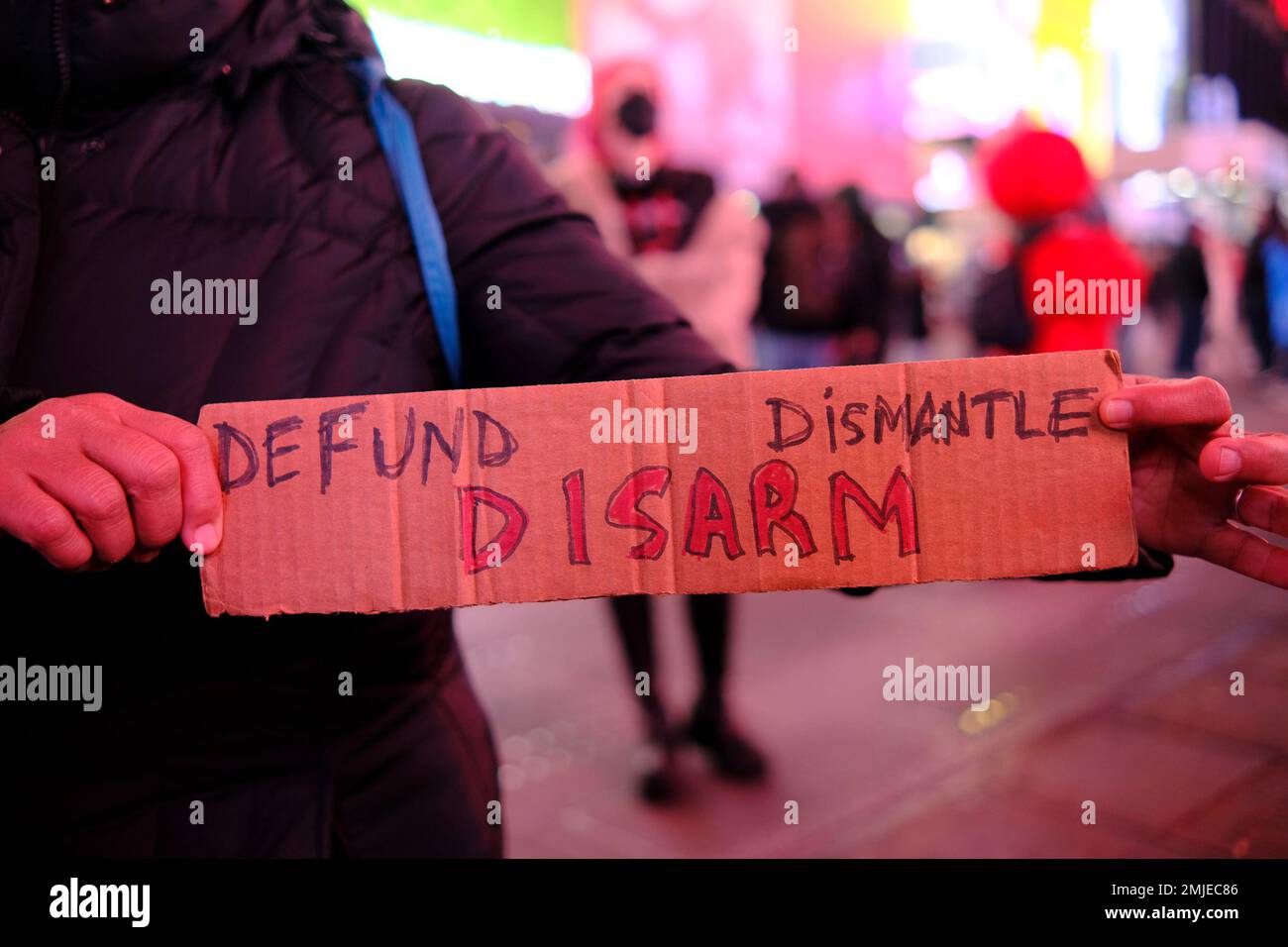 New York, NY- January 27th 2023: Protesters gather in Times Square for ...