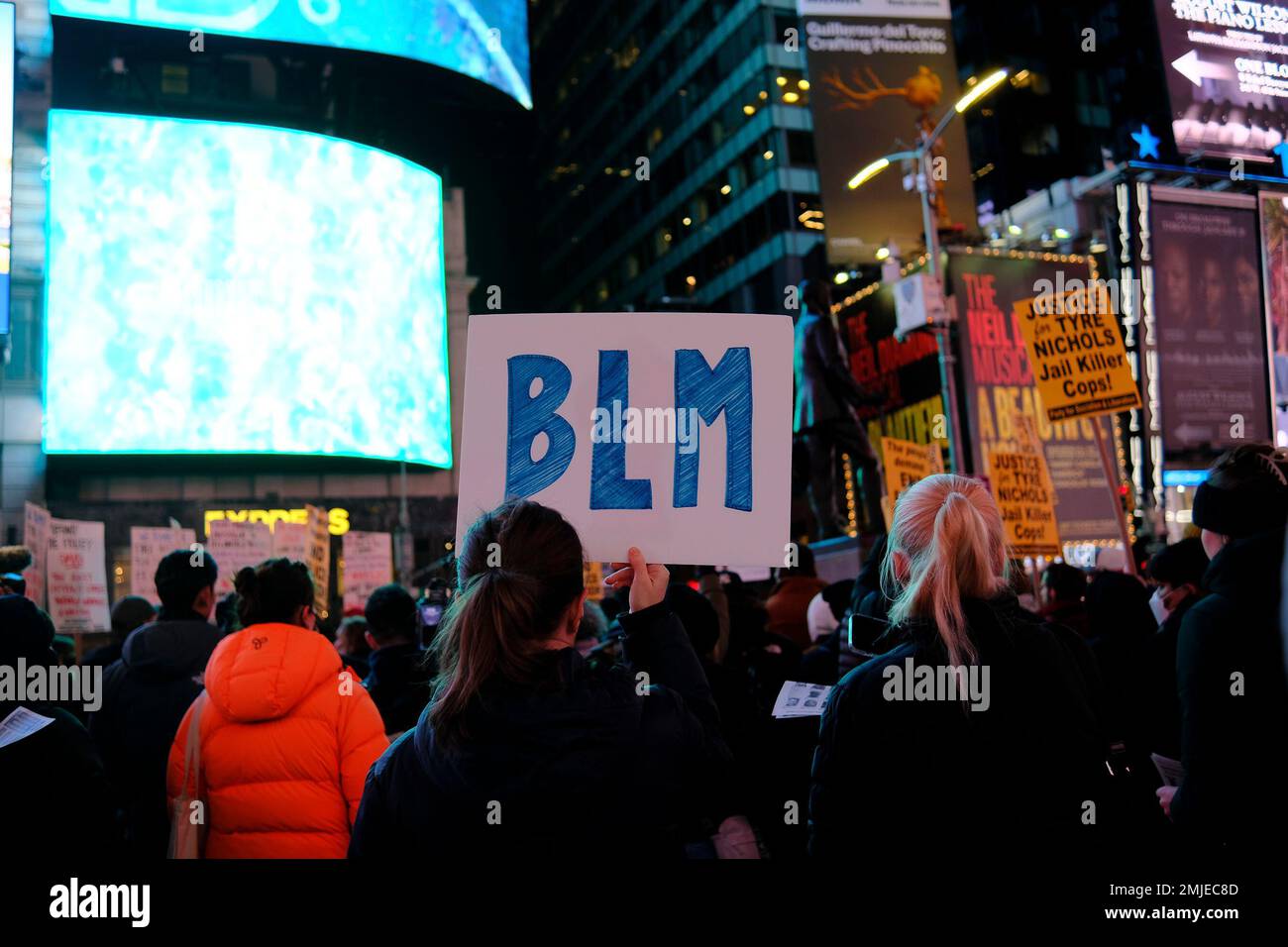 New York, NY- January 27th 2023: Protesters gather in Times Square for ...