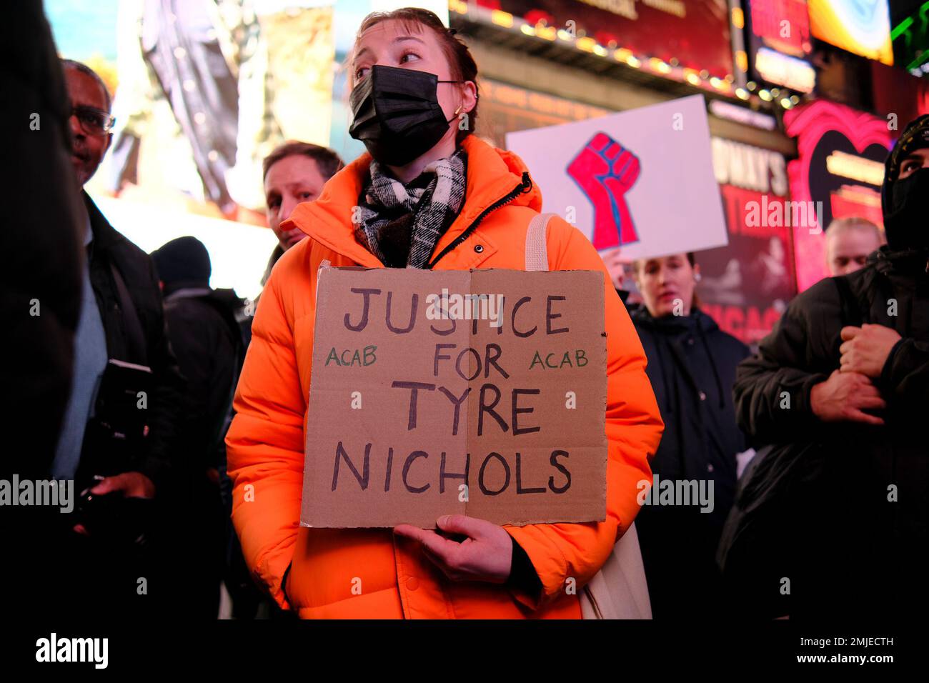 New York, NY- January 27th 2023: Protesters gather in Times Square for ...