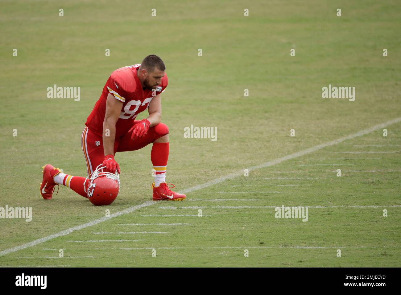 Kansas City Chiefs tight end Travis Kelce watches a drill during NFL ...