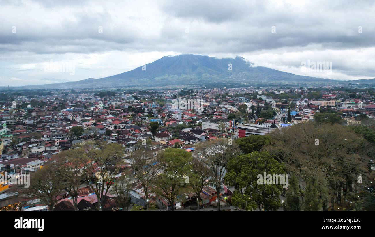 Aerial view of panorama of beautiful countryside of Bukittinggi ...