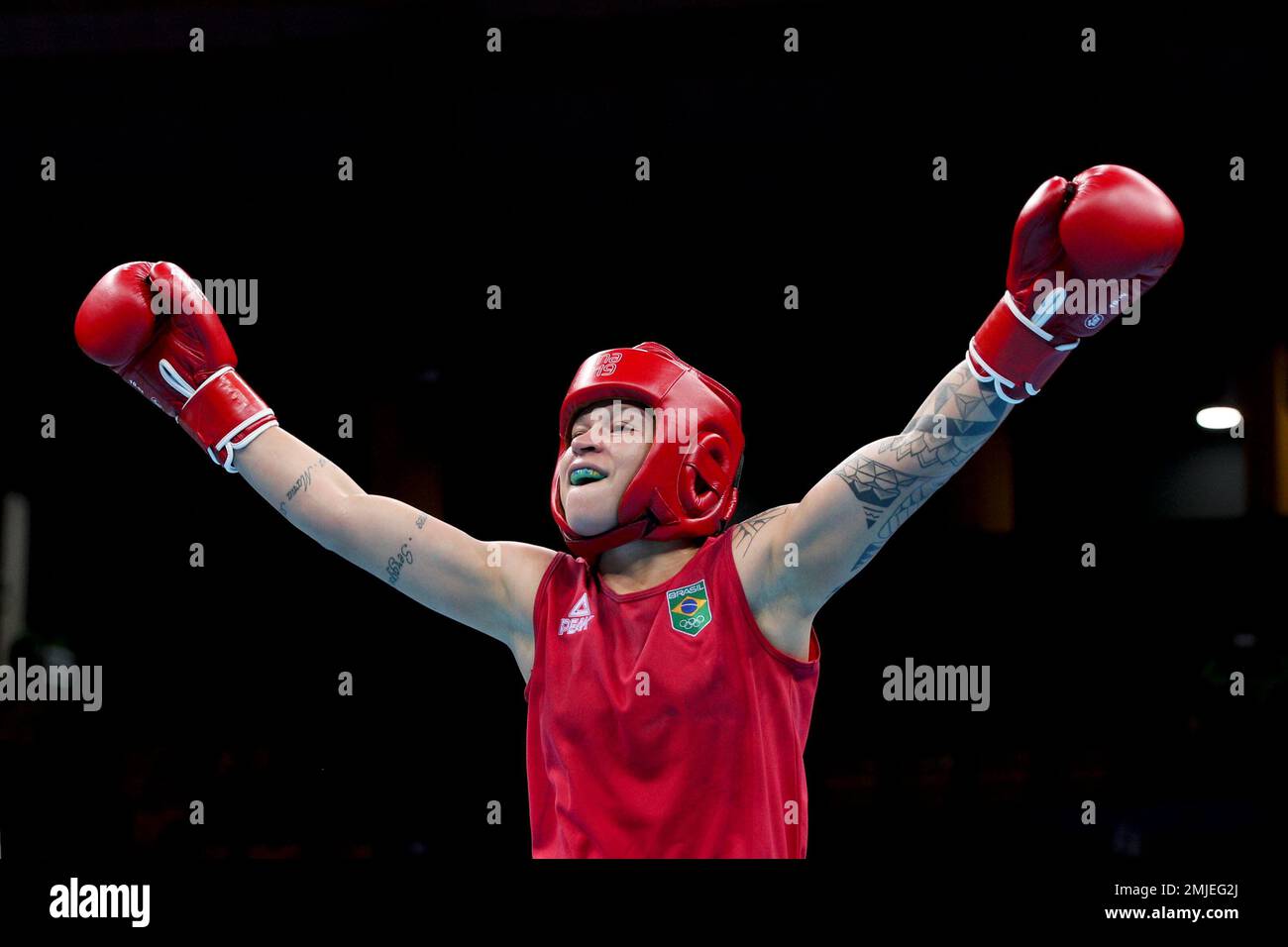 Beatriz Soares of Brazil celebrates beating Dayana Sanchez of Argentina ...
