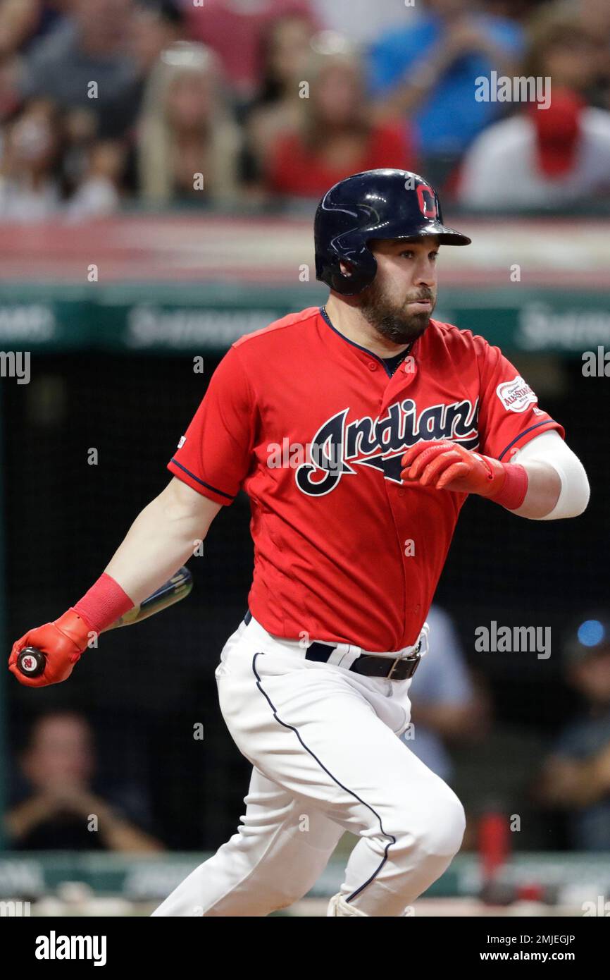 Cleveland Indians' Jason Kipnis hits a double in the fifth inning in a ...