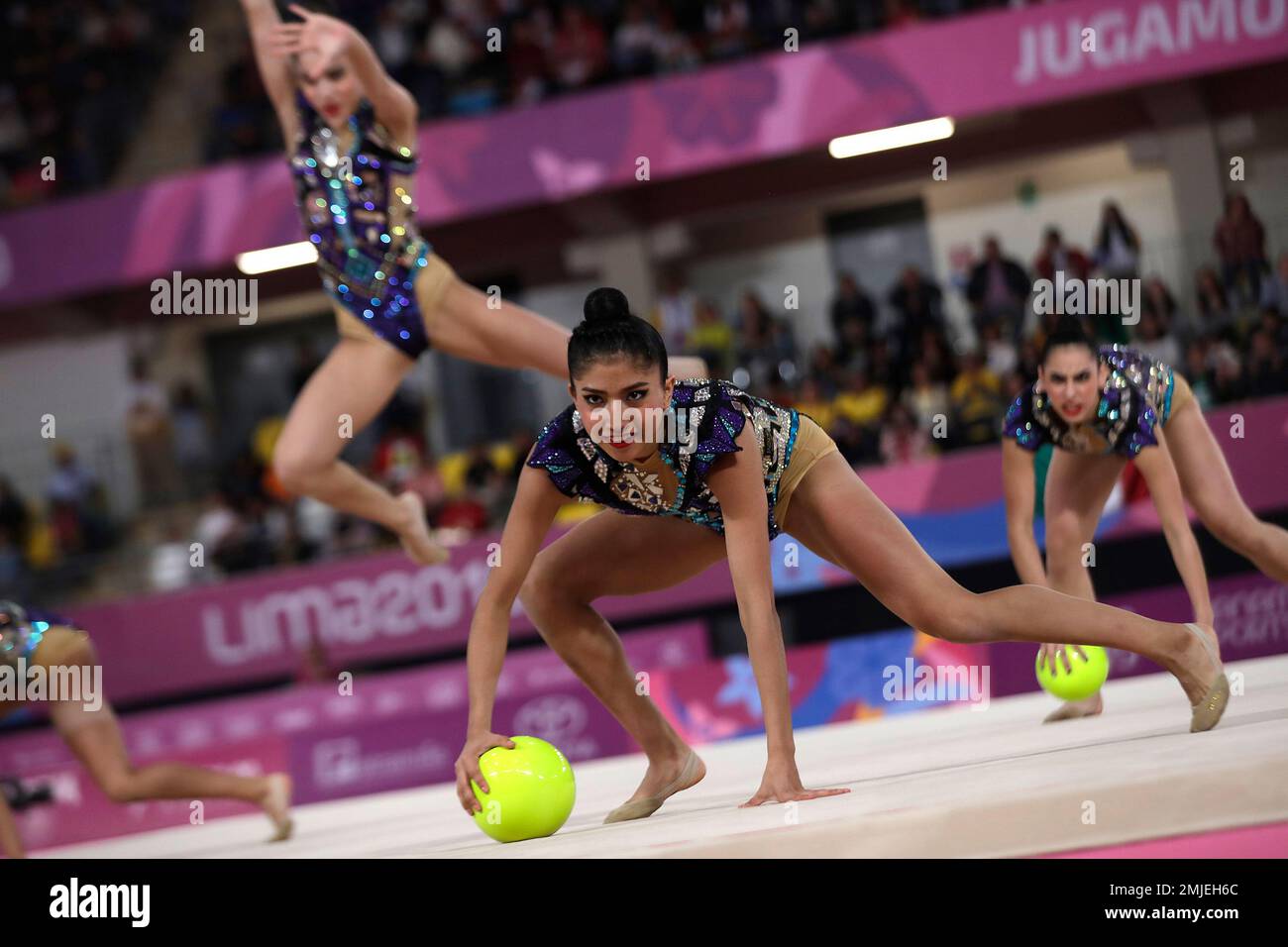 Mexico's gymnasts compete in the rhythmic gymnastics groups all around ...