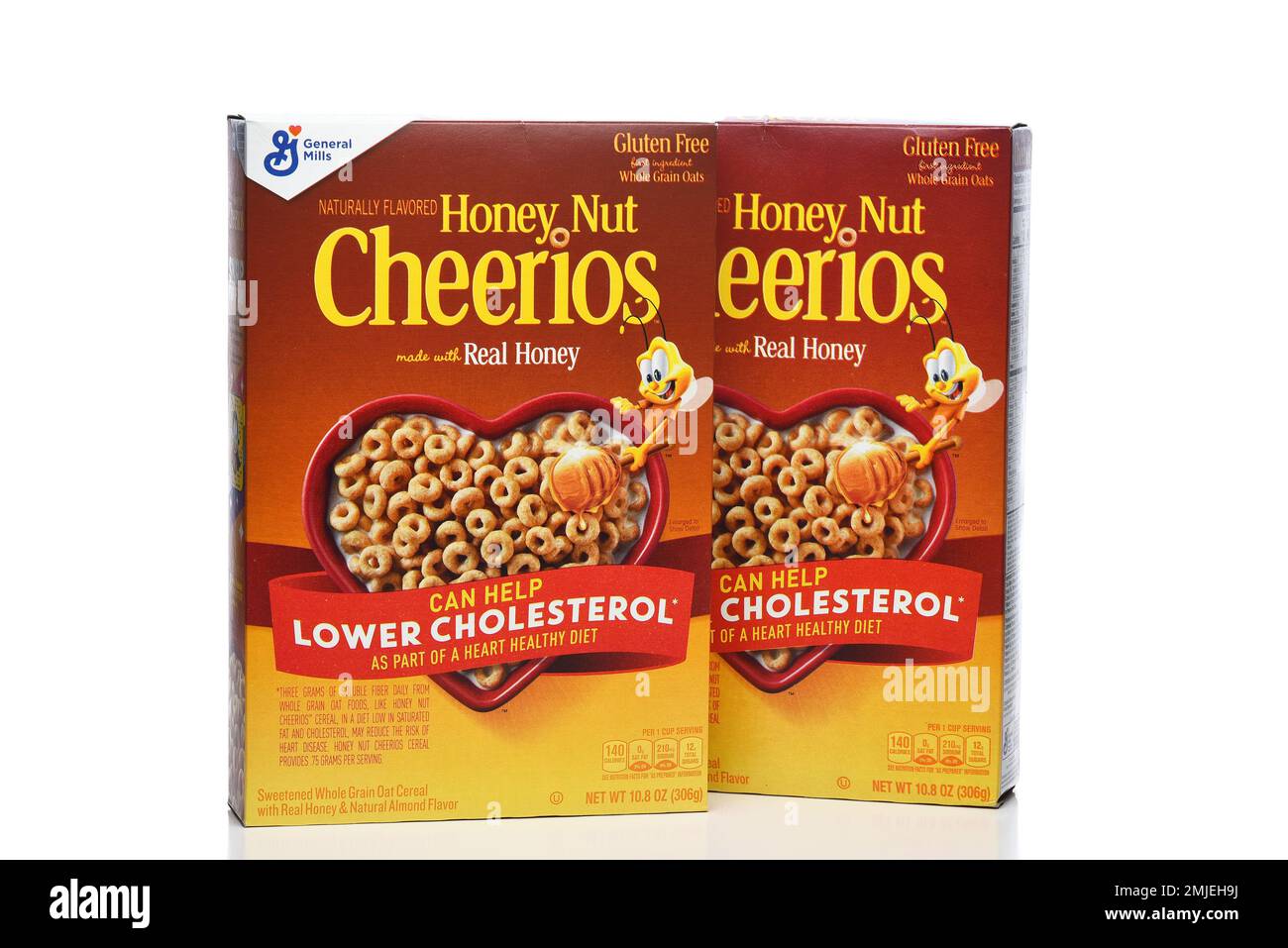 IRVINE, CALIFORNIA - 27 JAN 2023: Two boxes of Honey Nut Cheerios ...