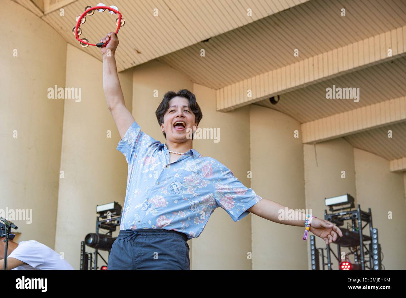 Nicolas Pablo Munoz of Boy Pablo performs on day two of Lollapalooza in ...