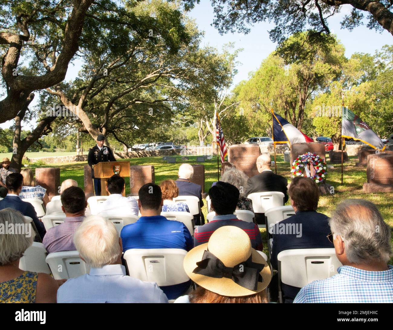 Col. Travis Mills, 502nd Force Support Group commander, speaks at the ...