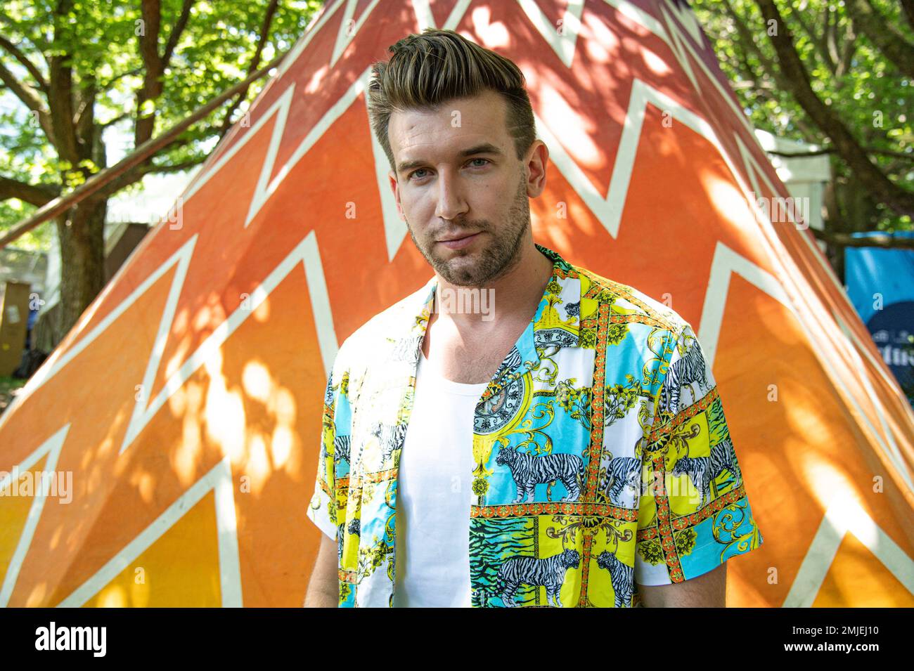 Max Frost poses for a portrait on day two of Lollapalooza in Grant Park ...