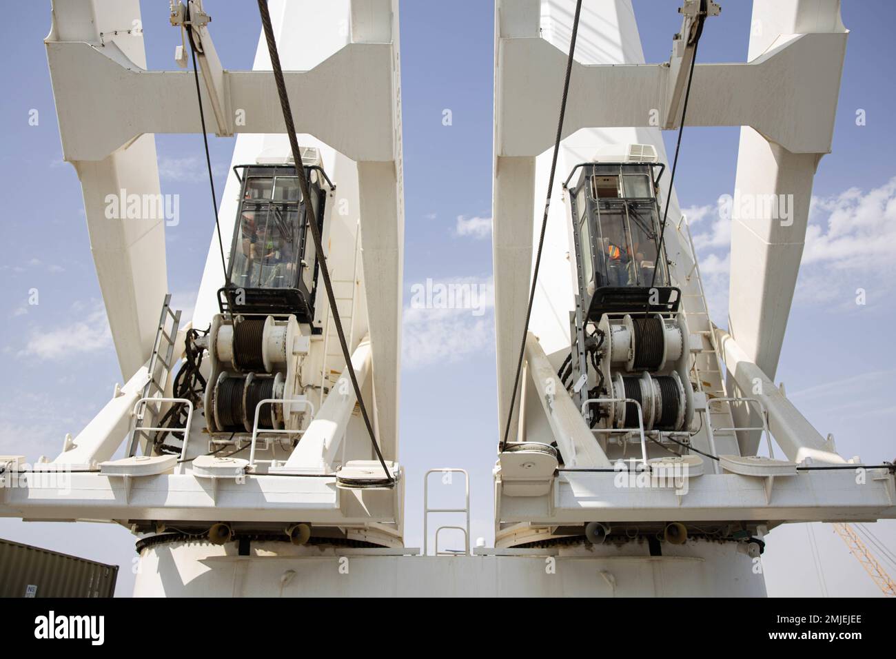 U.S. Navy Sailors with Navy Cargo Handling Battalion ONE prepare the ...