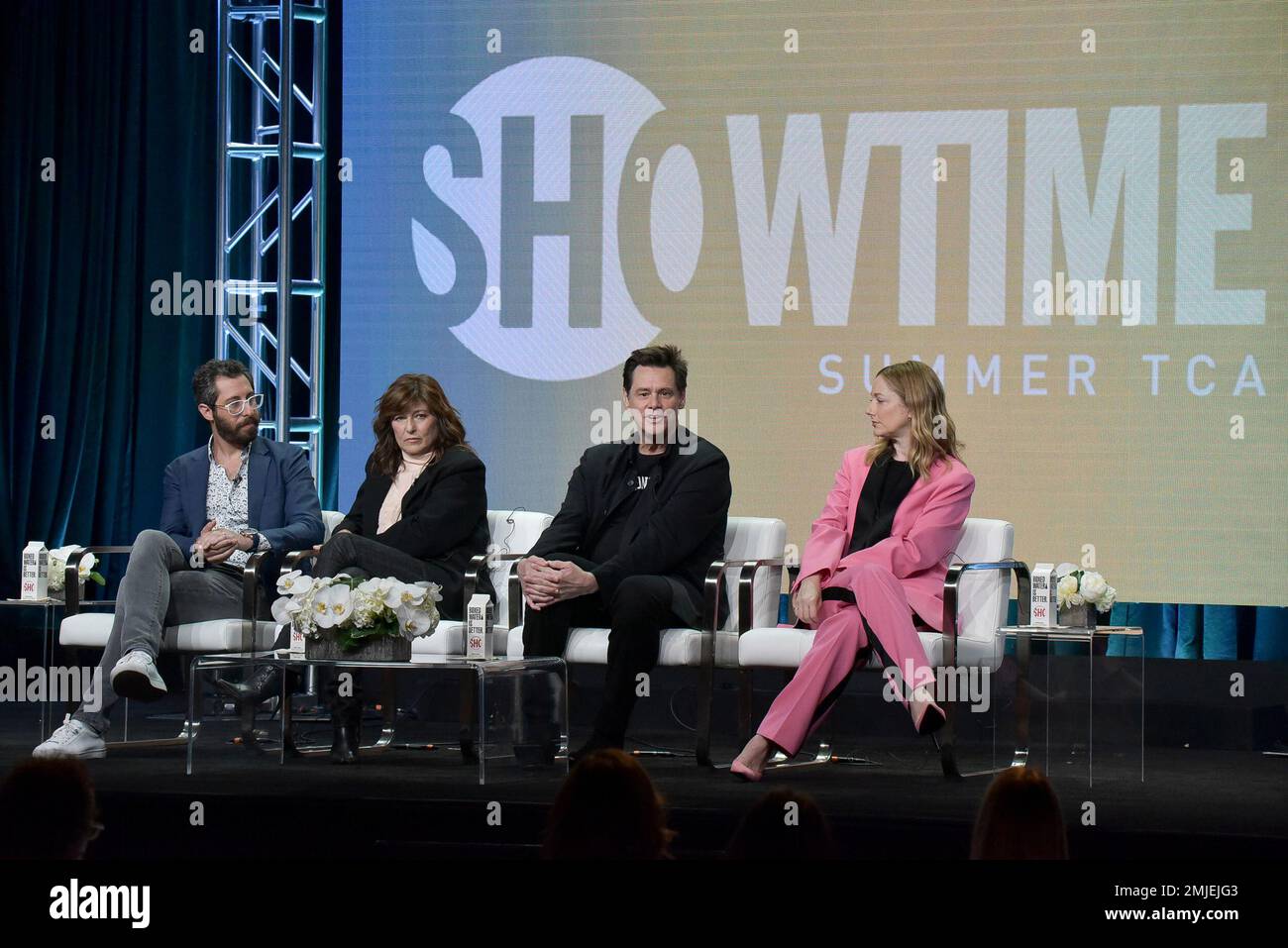 Dave Holstein, from left, Catherine Keener, Jim Carrey and Judy Greer ...