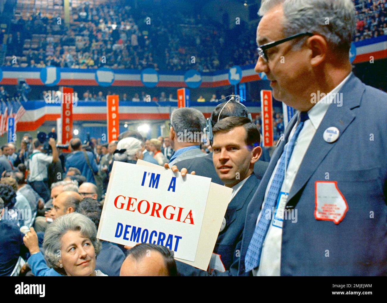 This is view inside the Democratic National Convention at the ...