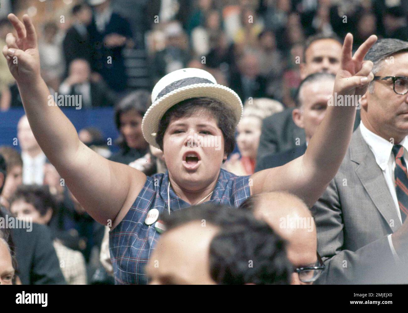 This is view inside the Democratic National Convention at the ...