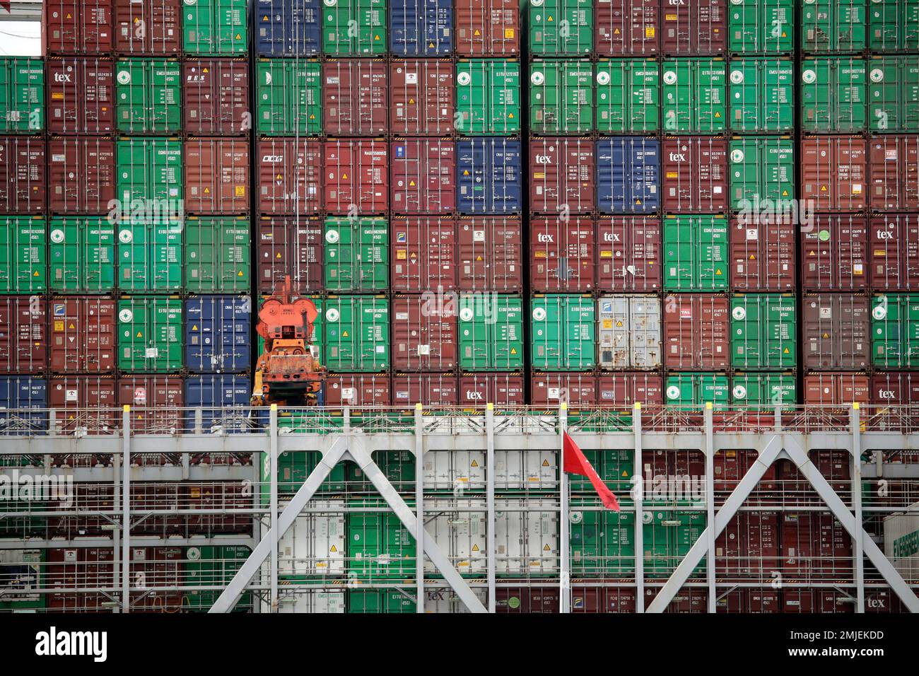 FILE - In this June 19, 2019, file photo cargo containers are stacked ...