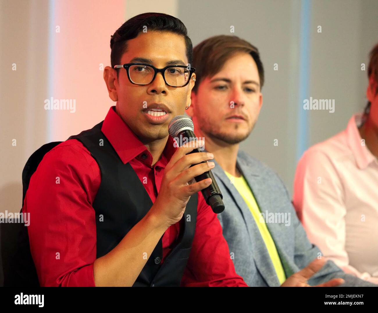 Steven Canals, left, and Alex Blue Davis take part in The Power of TV ...