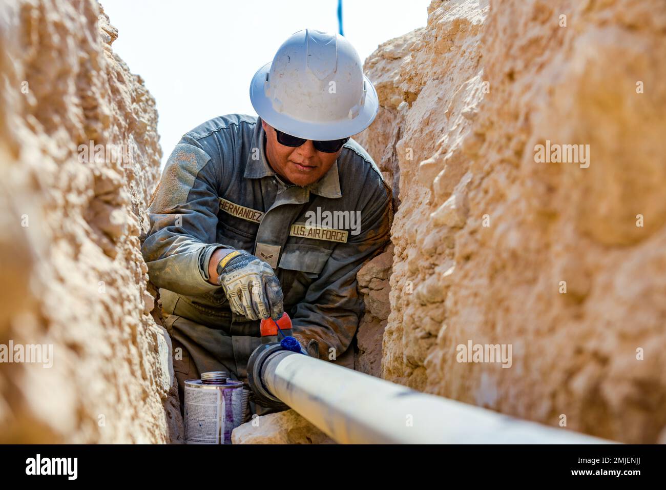 U.S. Air Force Airman 1st Class Mario Hernandez, a water and fuels ...