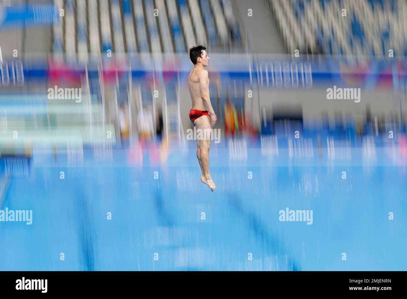 Daniel Pinto of Peru trains after competing in the men's 1m diving ...